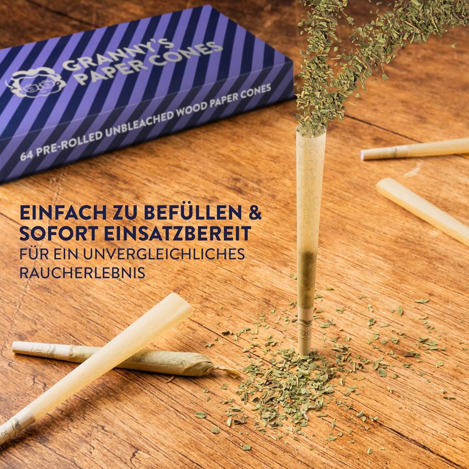 Vorgerollte Zellstoff Cones King Size – Granny’s (32/64)